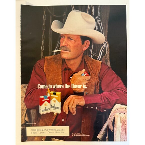 Art | Vintage 1986 Western Cowboy Smoking Marlboro Cigarette ...